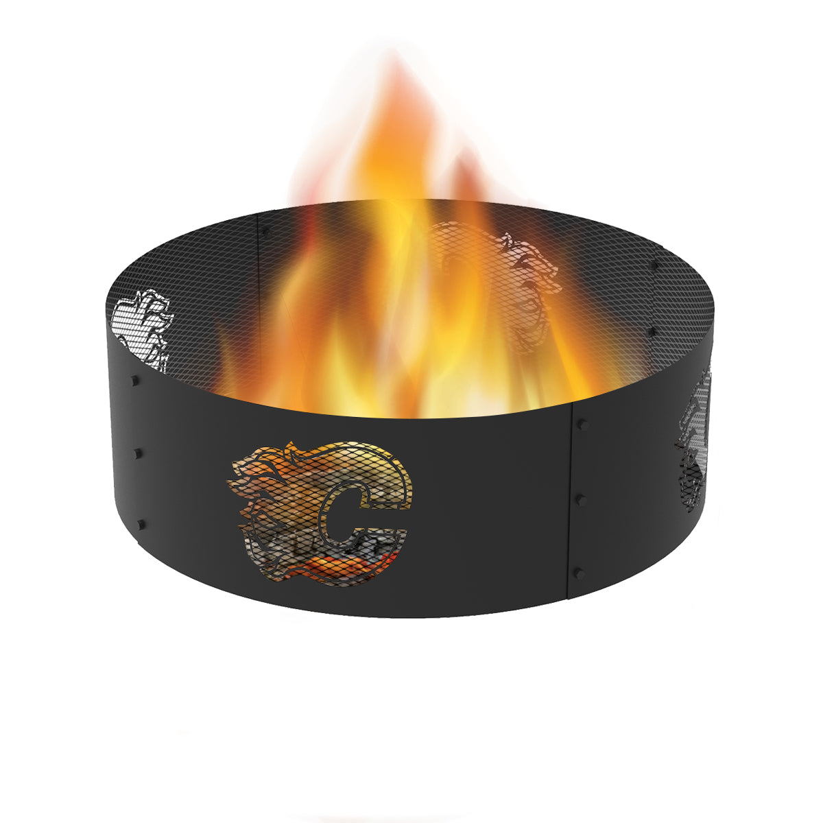 Calgary Flames 36 in. x 12 in. High Decorative Steel Fire Ring – Blue ...