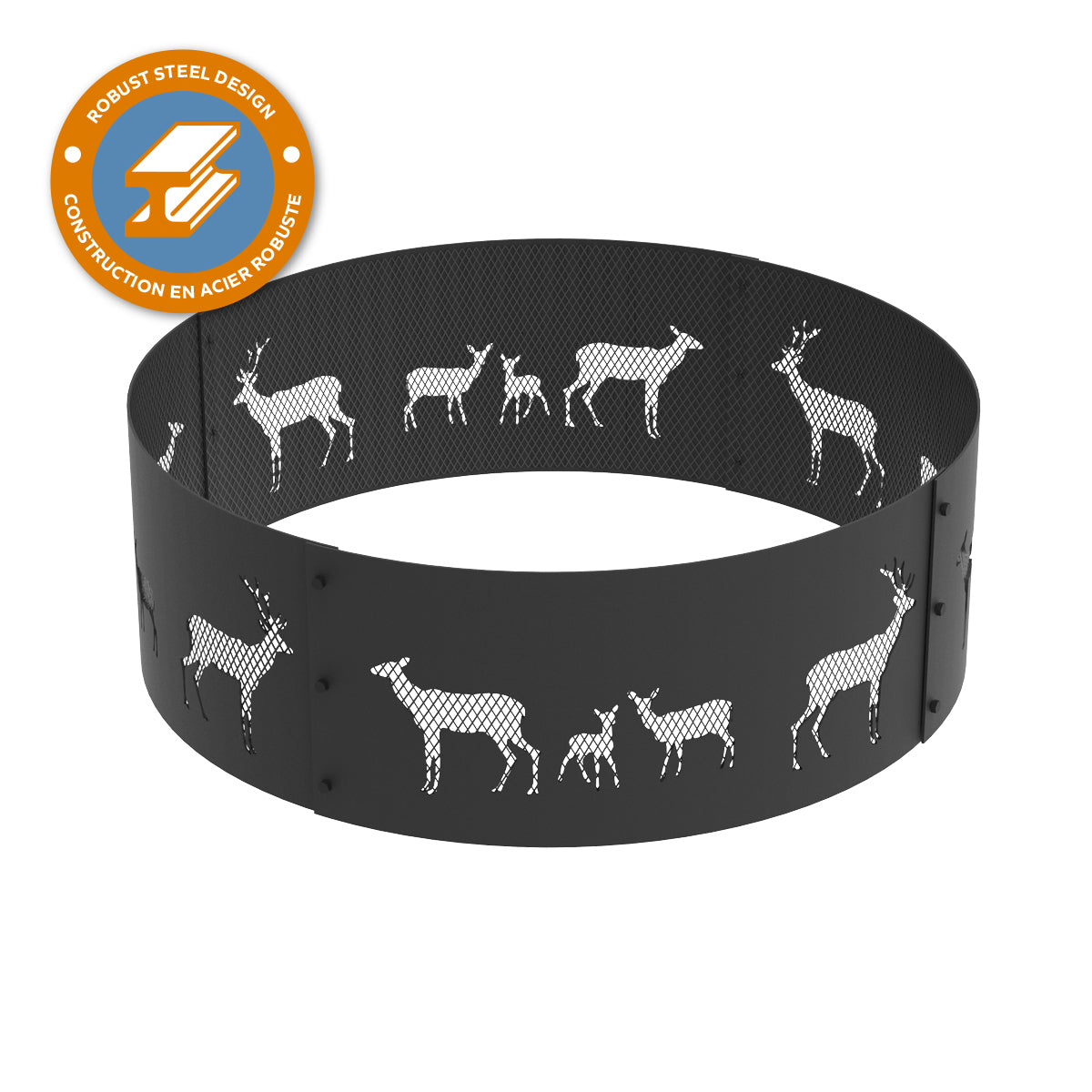 Heavy Gauge 36 in. Round x 12 in. High Elk Decorative Steel Fire Ring ...