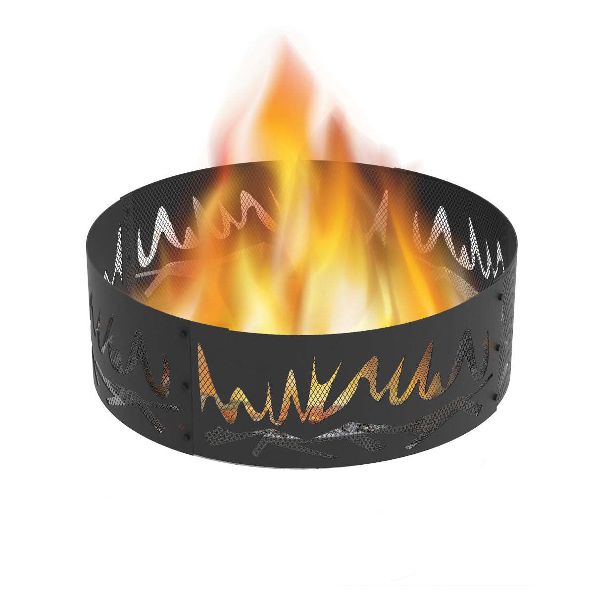 Heavy Gauge 36 in. x 12 in. High Abstract FireSteel Fire Ring – Blue ...