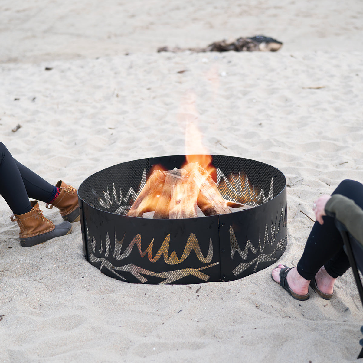 Heavy Gauge 36 in. x 12 in. High Abstract FireSteel Fire Ring – Blue ...